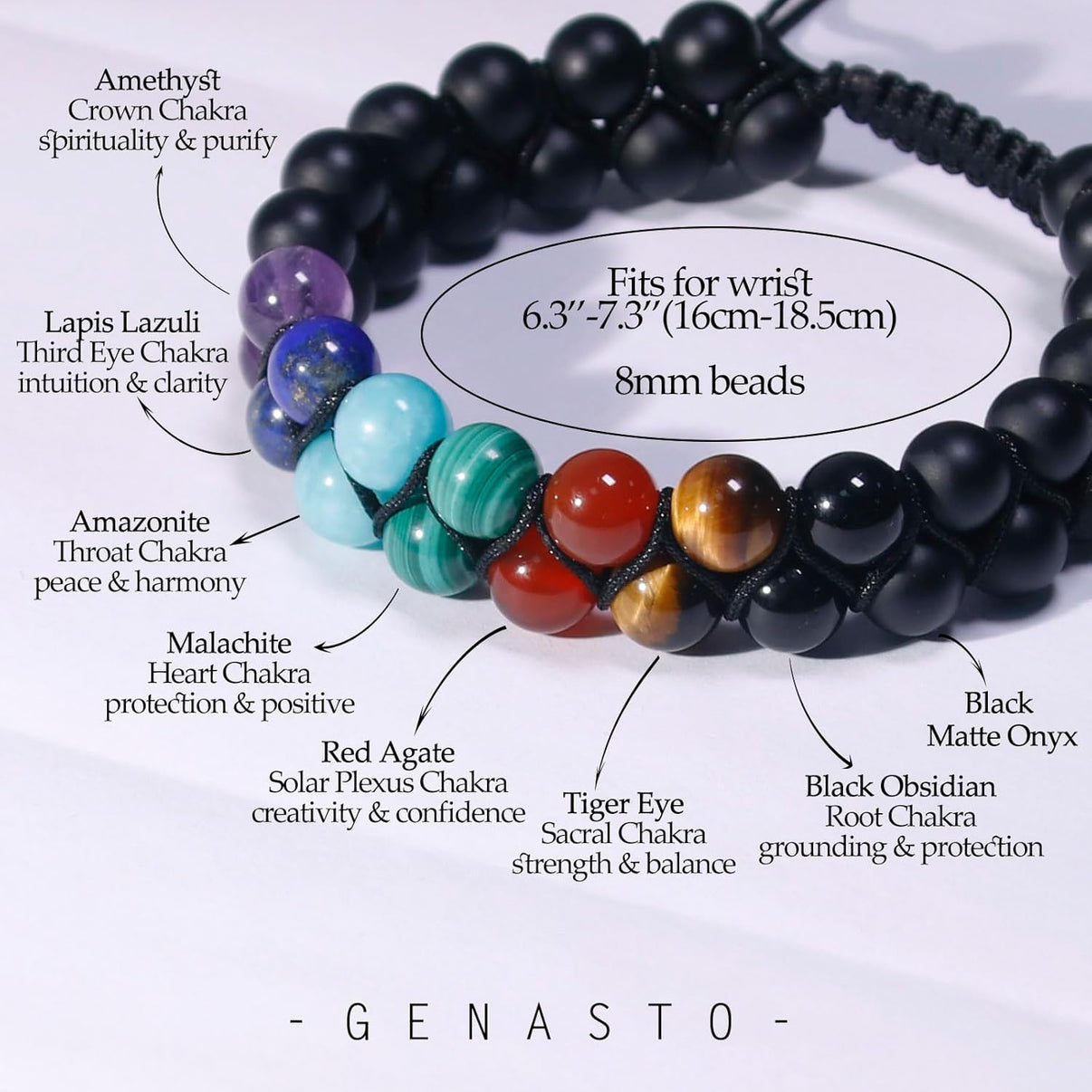 7 Chakras Crystal Jewelry Spiritual Beads Bracelet – GENASTO