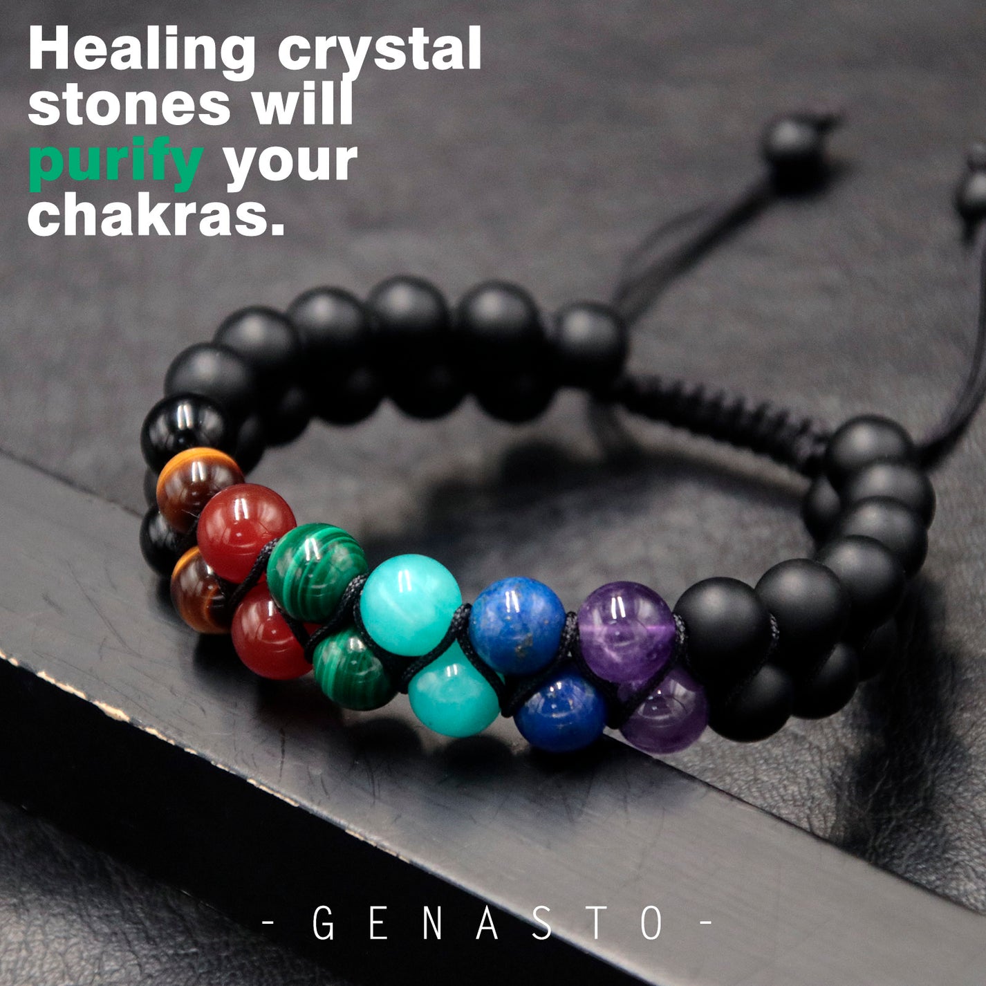 7 Chakras Crystal Jewelry Spiritual Beads Bracelet – GENASTO